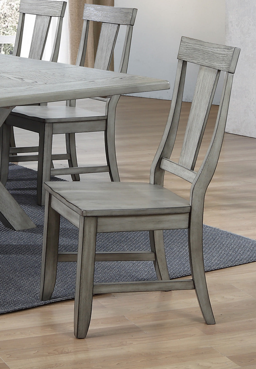 Graystone Side Chair Set of 2 - Stylish Burnished Gray Finish, Comfort