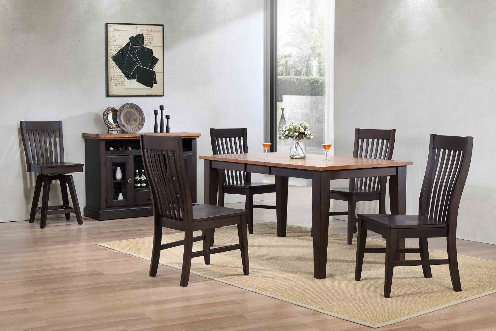 Choices Black Oak Expanding Leg Table with Removable Leaf – Stylish