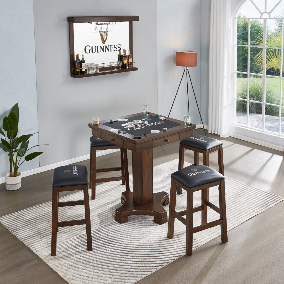 Guinness Wall Bar with LED Lighting & Stemware Holders - Distressed Wa