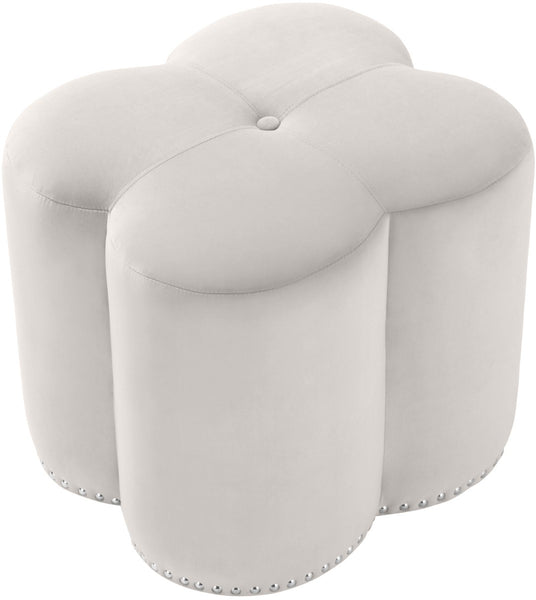 Clover Velvet Contemporary Ottoman – English Elm