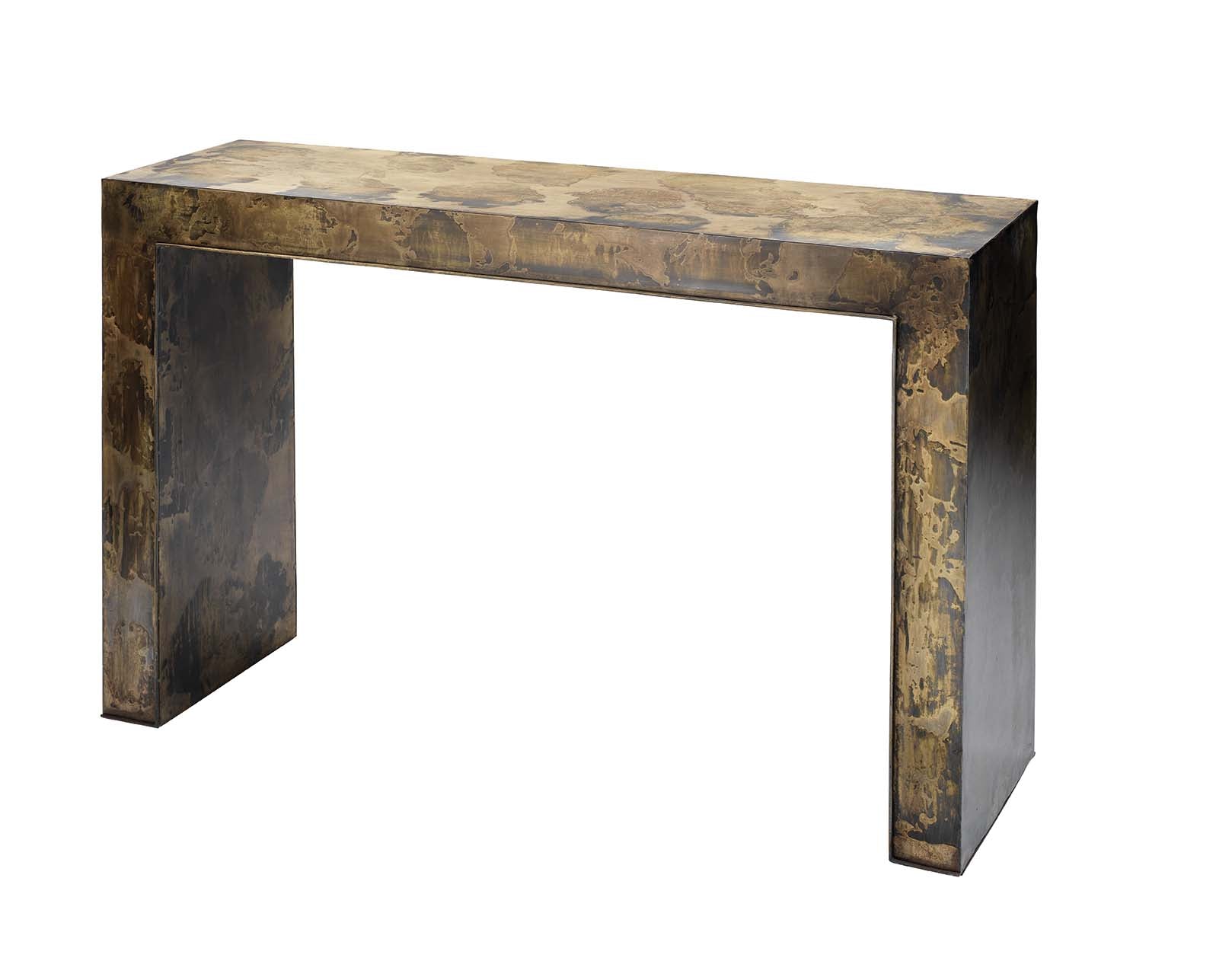 Charlemagne Console Table - Unique Acid Wash Iron Design, Black Finish