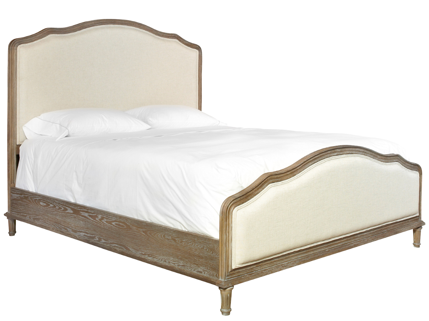 Curated Queen Devon Bed with Distressed Finish, Upholstered Wood Frame