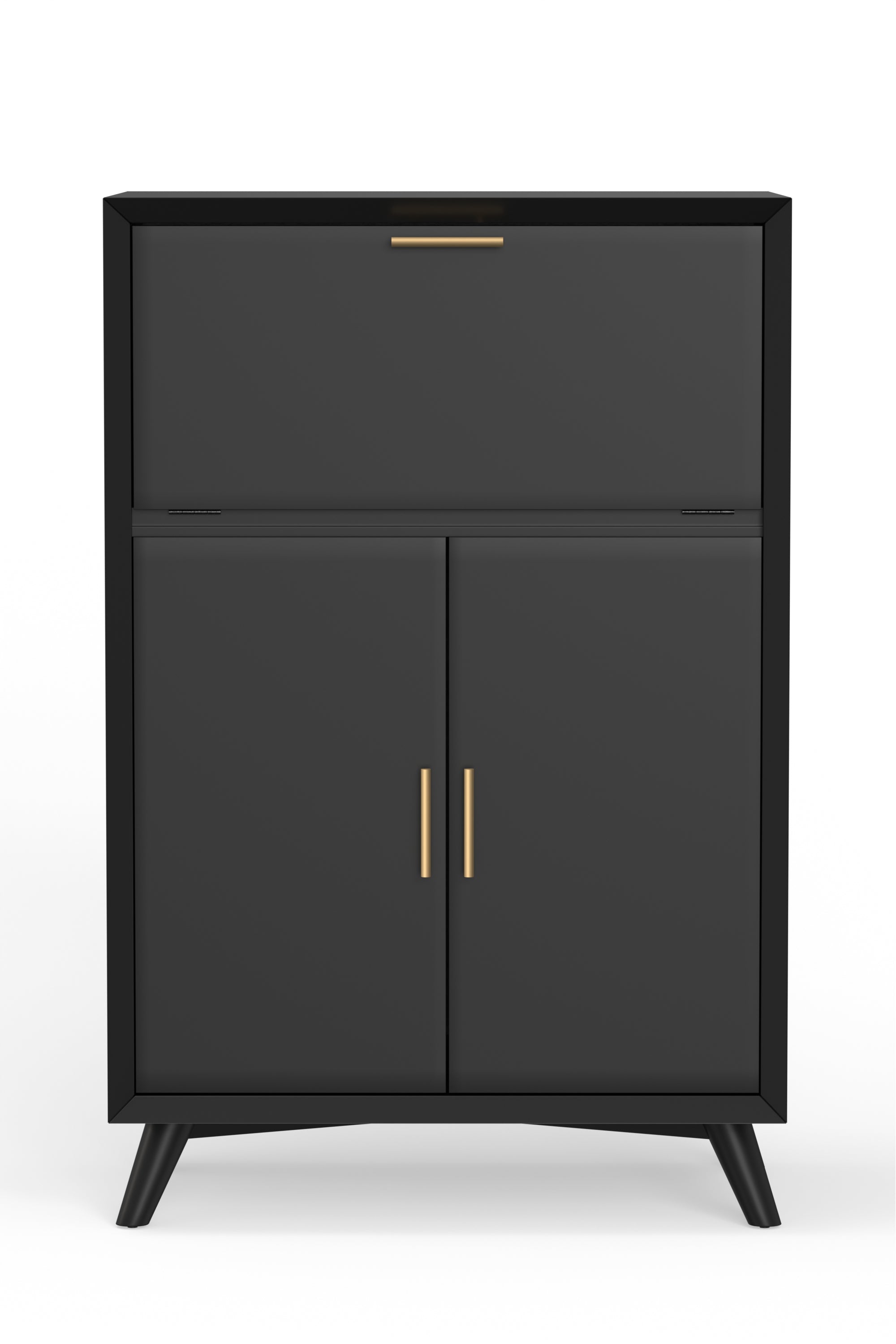 Flynn Mid-Century Modern Large Bar Cabinet in Black - Stylish Storage
