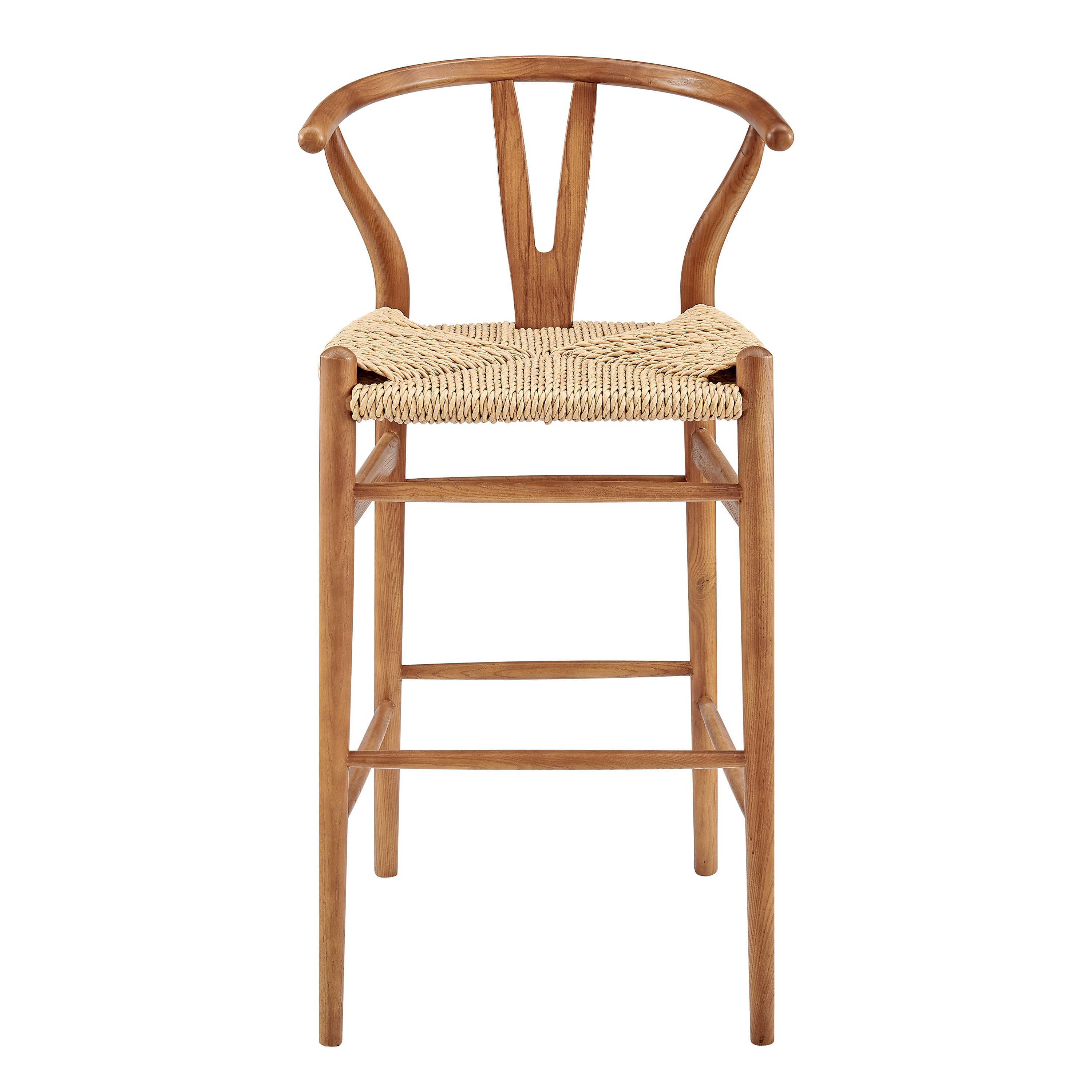 Evelina Outdoor Bar Stool - Elegant Midcentury Design with Rattan Seat