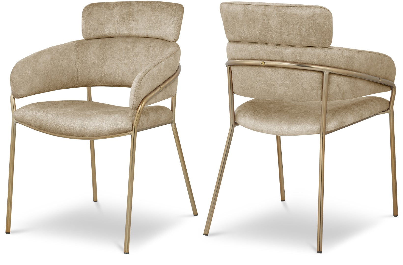 Yara Velvet Dining Chair Set - Luxurious Comfort with Brushed Brass Fr