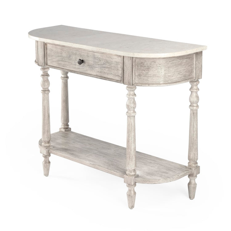 Danielle Coastal Farmhouse Console Table with Elegant White Marble Top