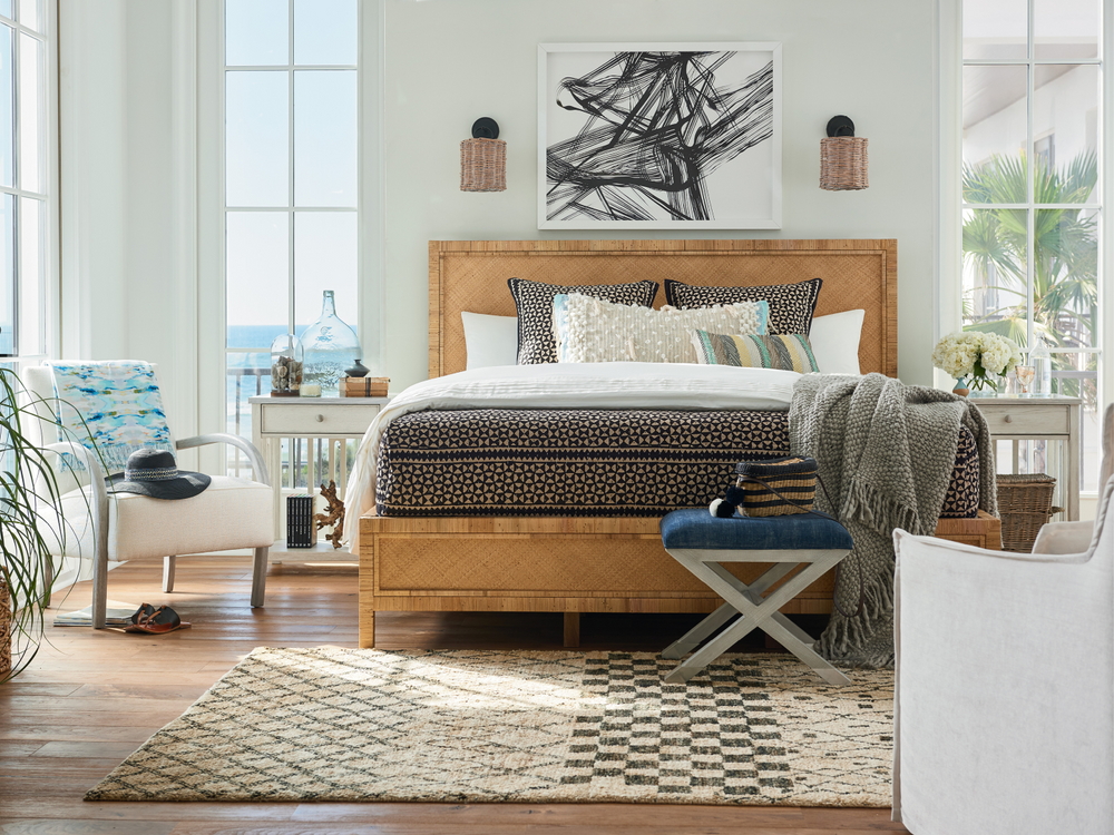 Coastal Living Long Key King Bed - Natural Rattan Design, Stylish Comf