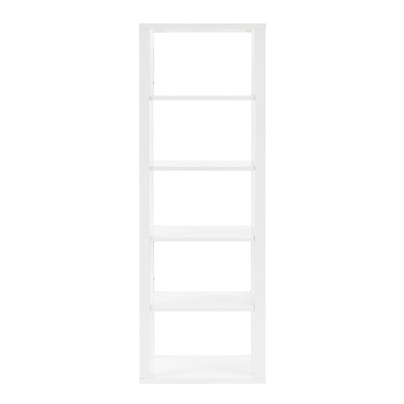 Tresero 24-Inch Sleek White Shelving Unit with Six High-Gloss MDF Shel ...