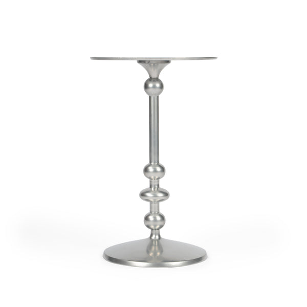 Zora Silver Iron Pedestal End Table – English Elm