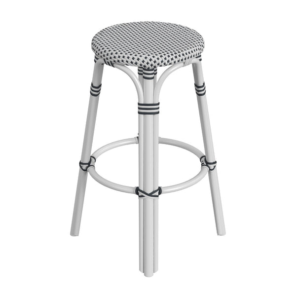 Tobias 30" White Round Rattan Bar Stool – English Elm