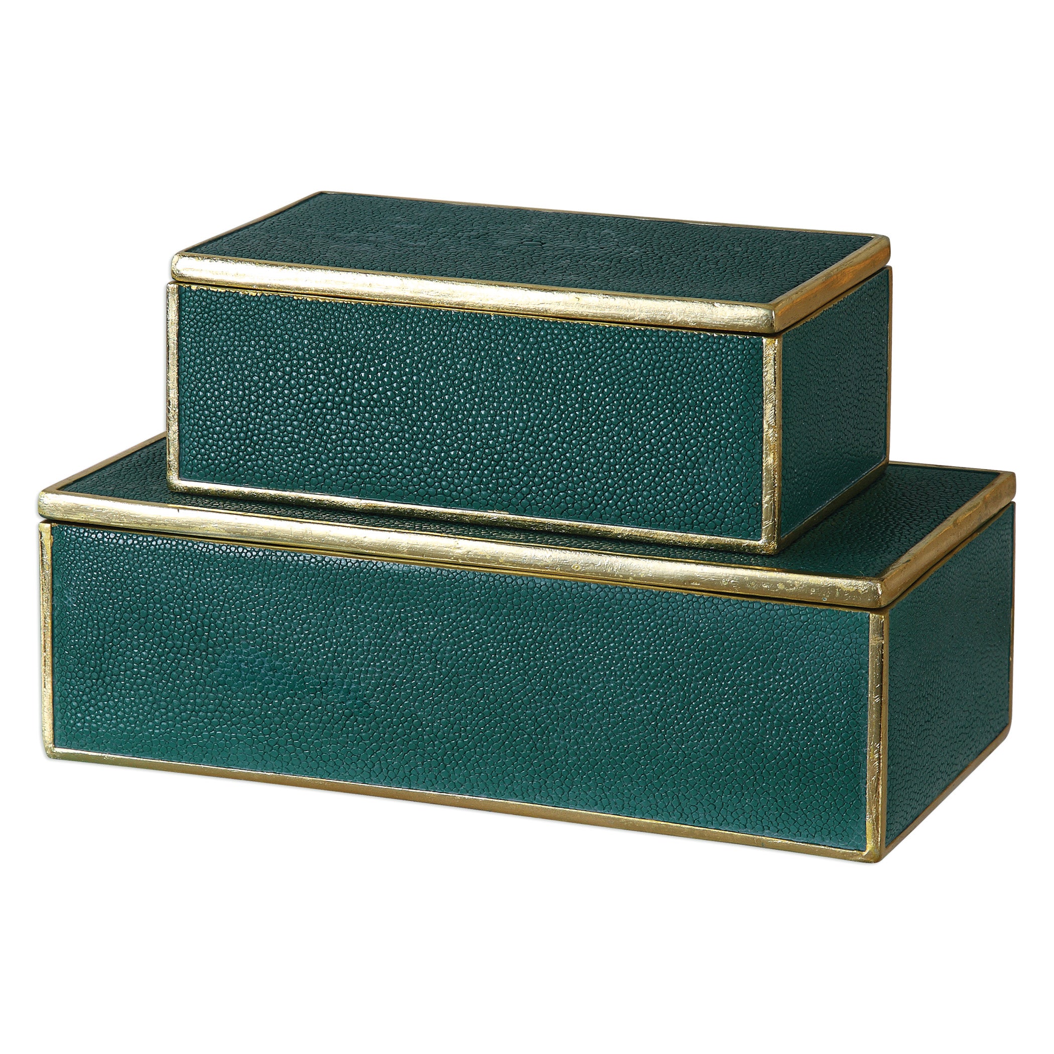 Karis Premium Emerald Green Boxes Set of 2 with Gold Trim – Elegant St