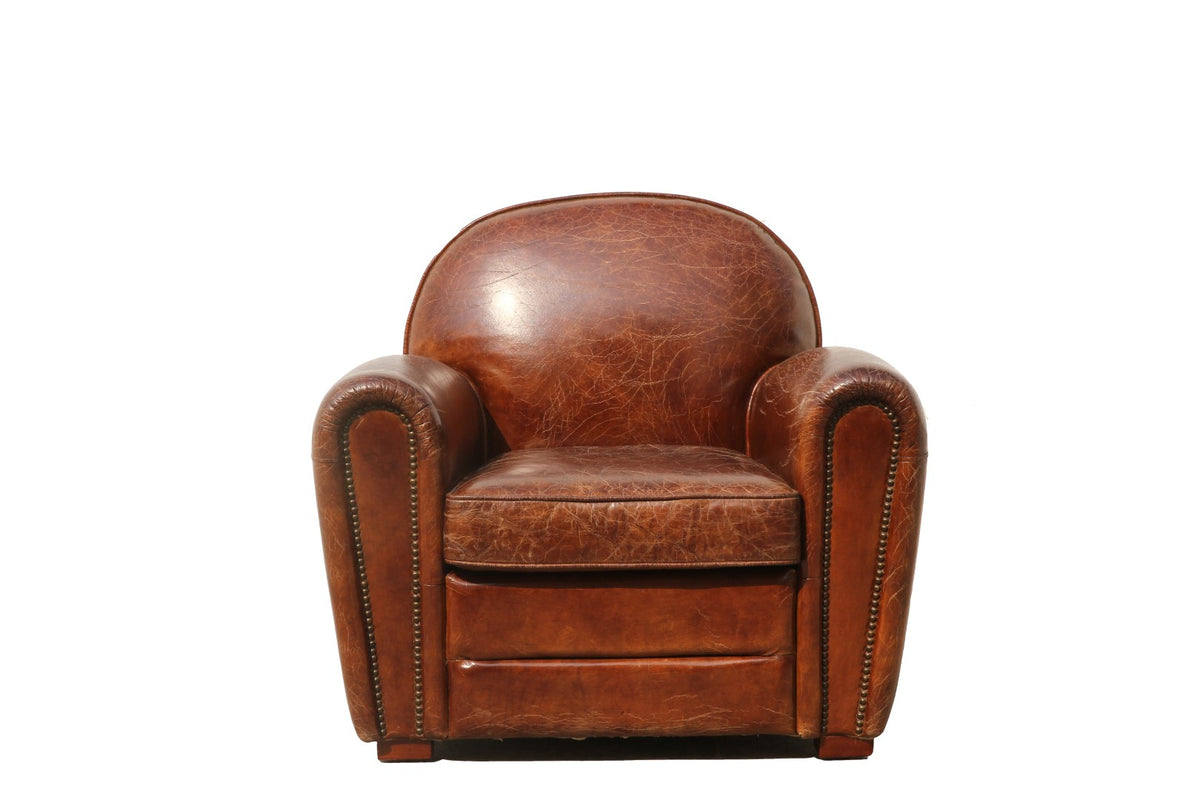 Paris Club Genuine Leather Arm Chair - Luxurious Brown Upholstered Acc
