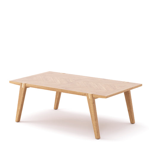 Colton Coffee Table - Stylish Light Brown Oak Design with Brass Accent