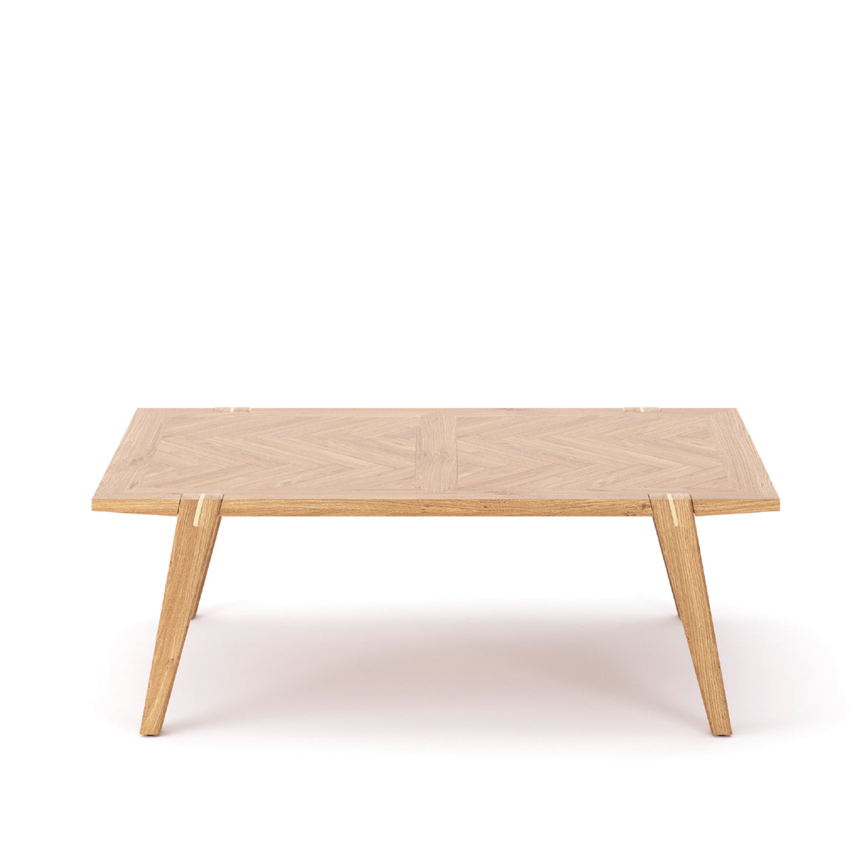 Colton Coffee Table - Stylish Light Brown Oak Design with Brass Accent