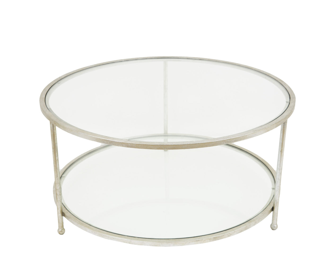 CT360 Silver Leaf Coffee Table – Luxurious Metal Frame with 2 Shelves,