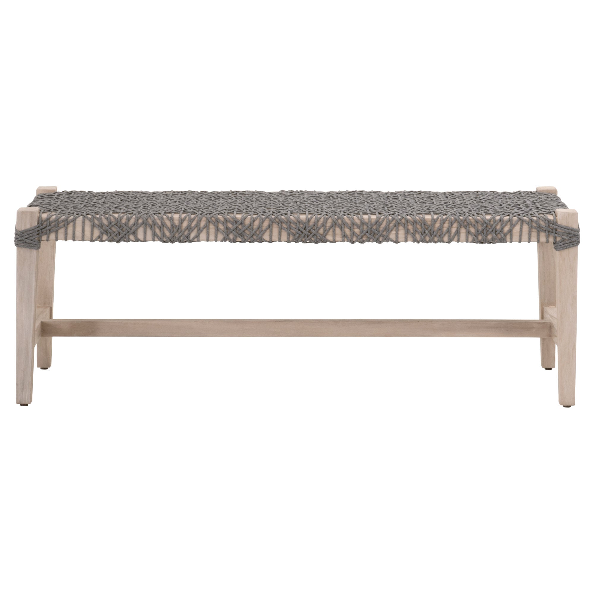 Costa Outdoor Bench - Elegant Gray Teak Finish with Intertwined Rope W