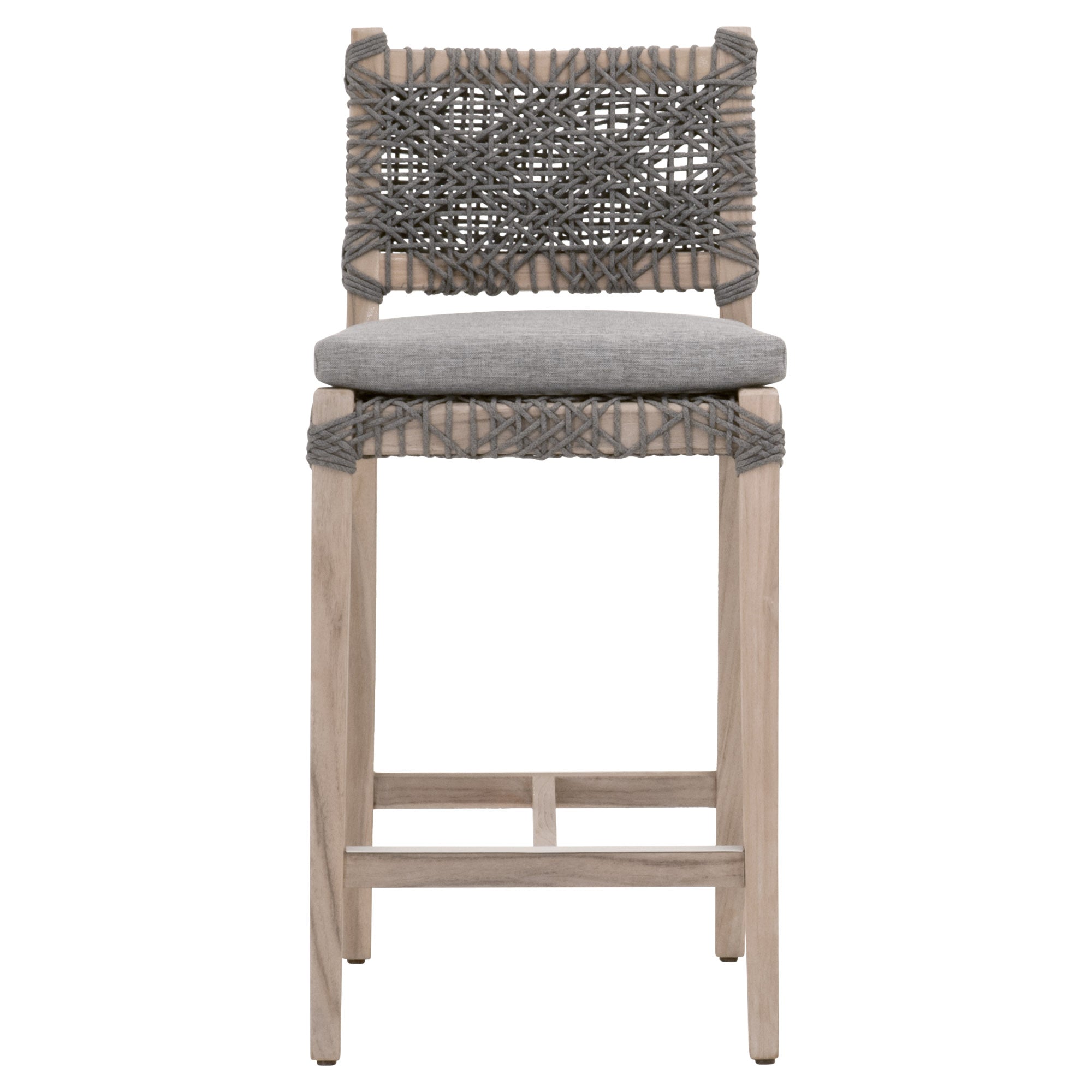 Costa Gray Teak Outdoor Counter Stool - Stylish Woven Design with Remo