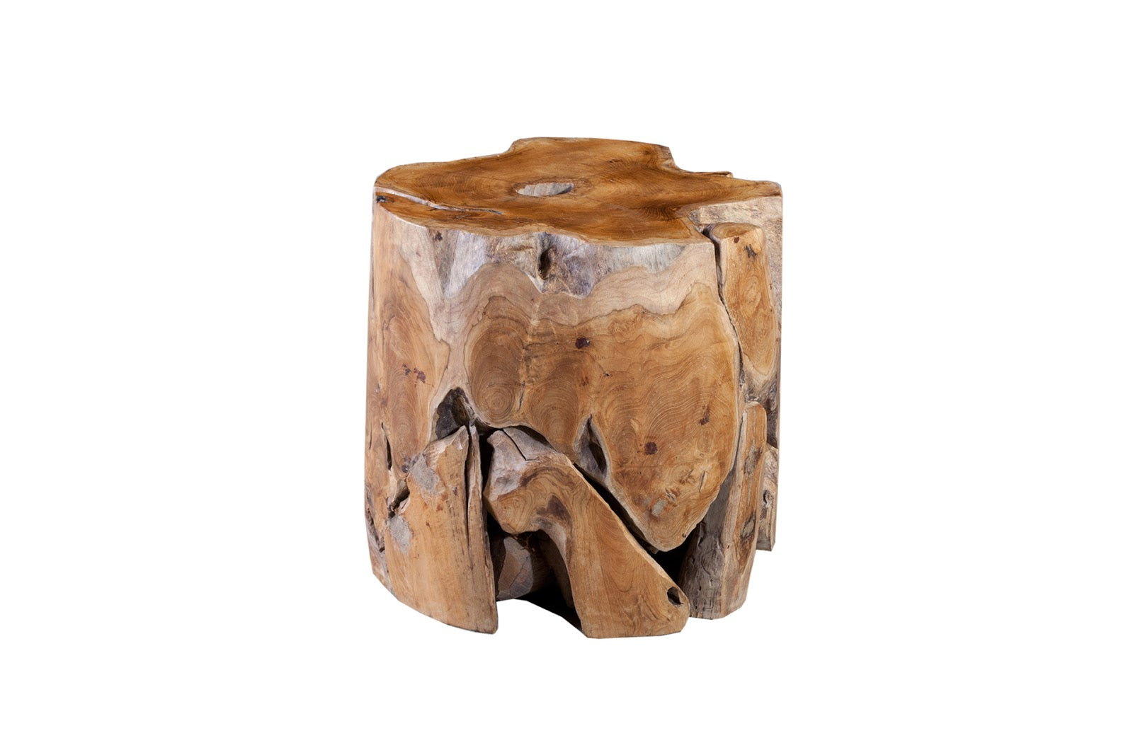 Teak Chunk Round Stool - Handcrafted Rustic Accent for Modern Farmhous