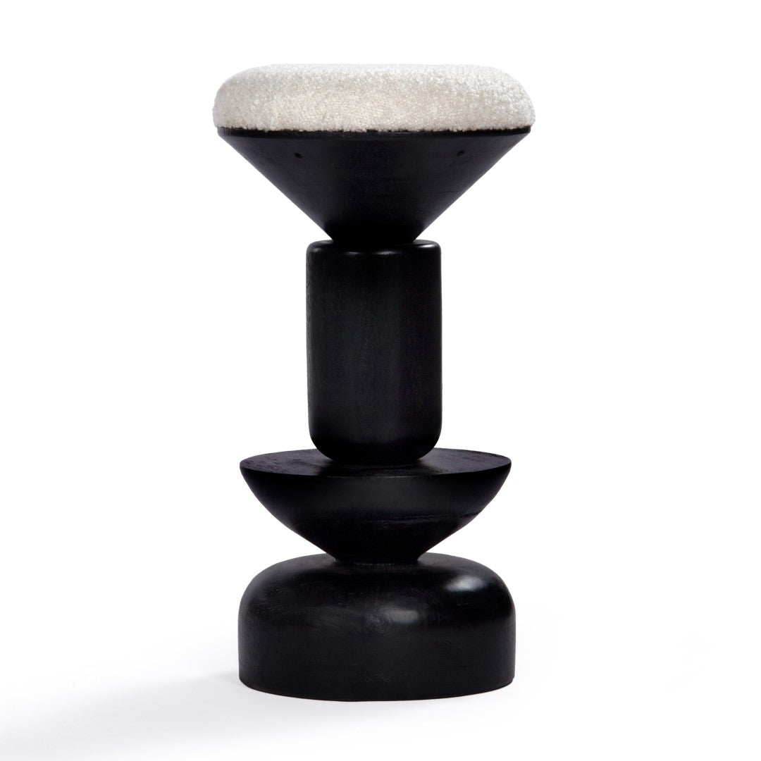 Kebab Bar Stool - Playful Geometric Design with Plush Boucle Cushion a