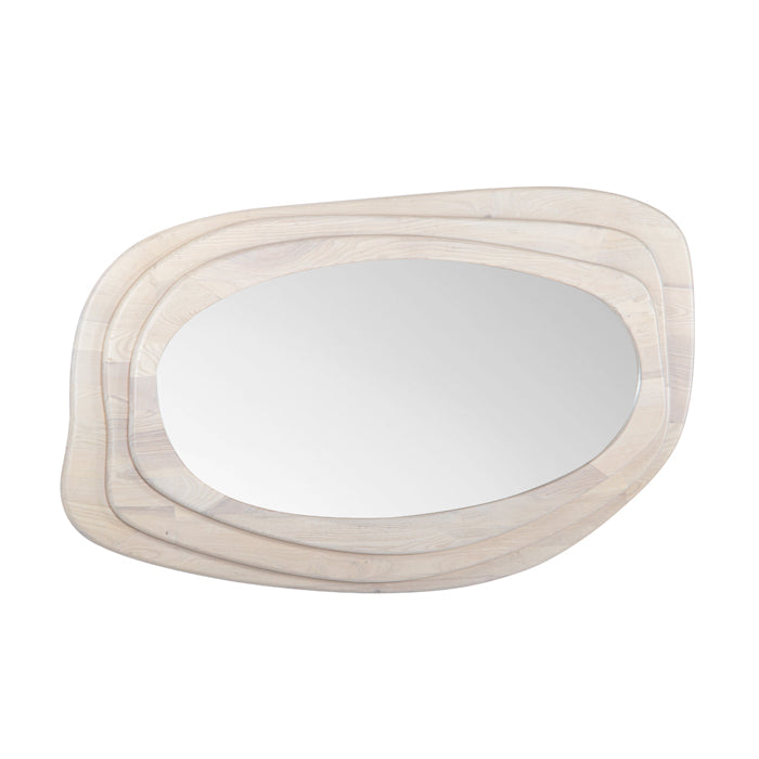 Layered Mirror - Sculptural Ash Wood Design with White Oil Finish for
