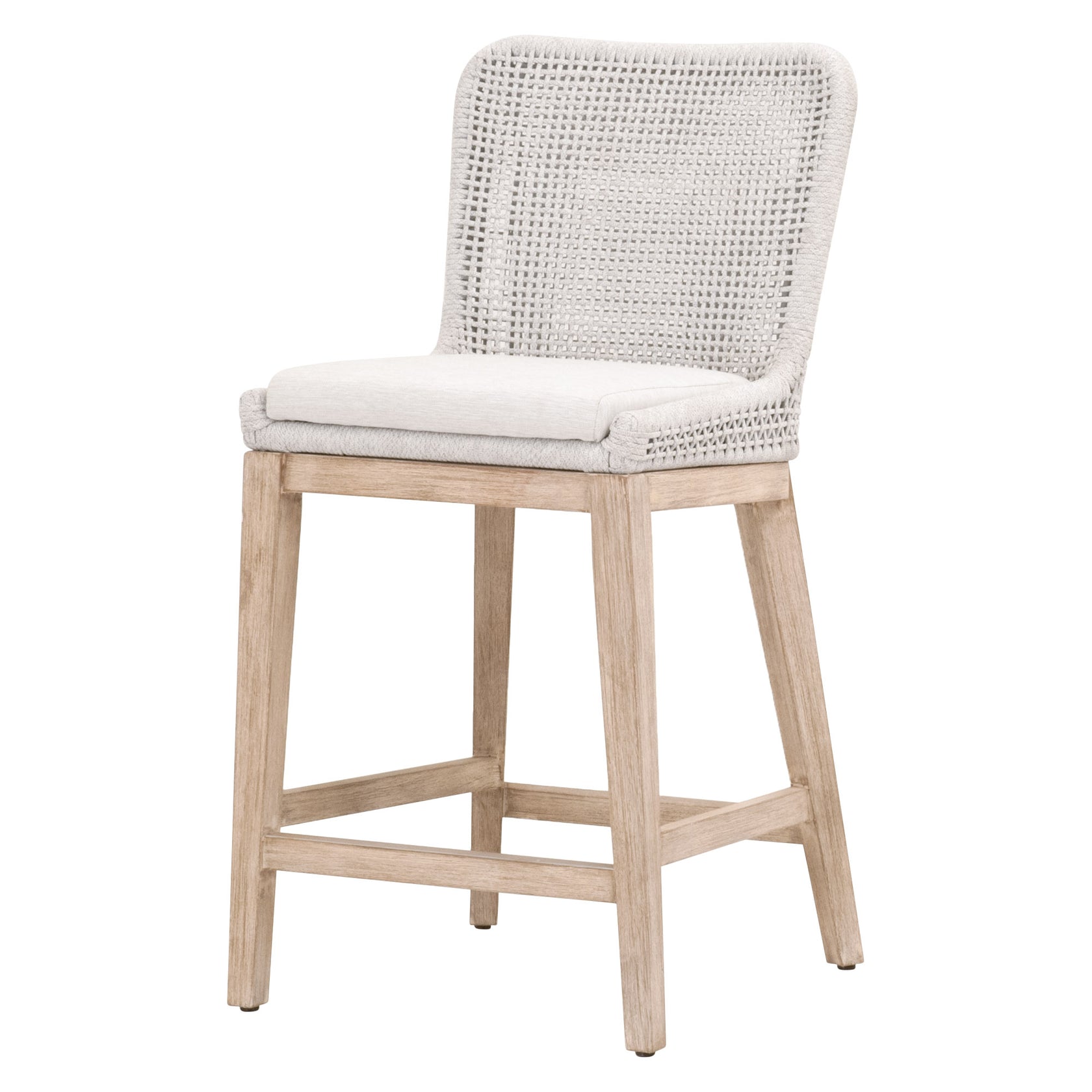 Woven Mesh Counter Stool - Handcrafted Coastal Design with Durable Mah