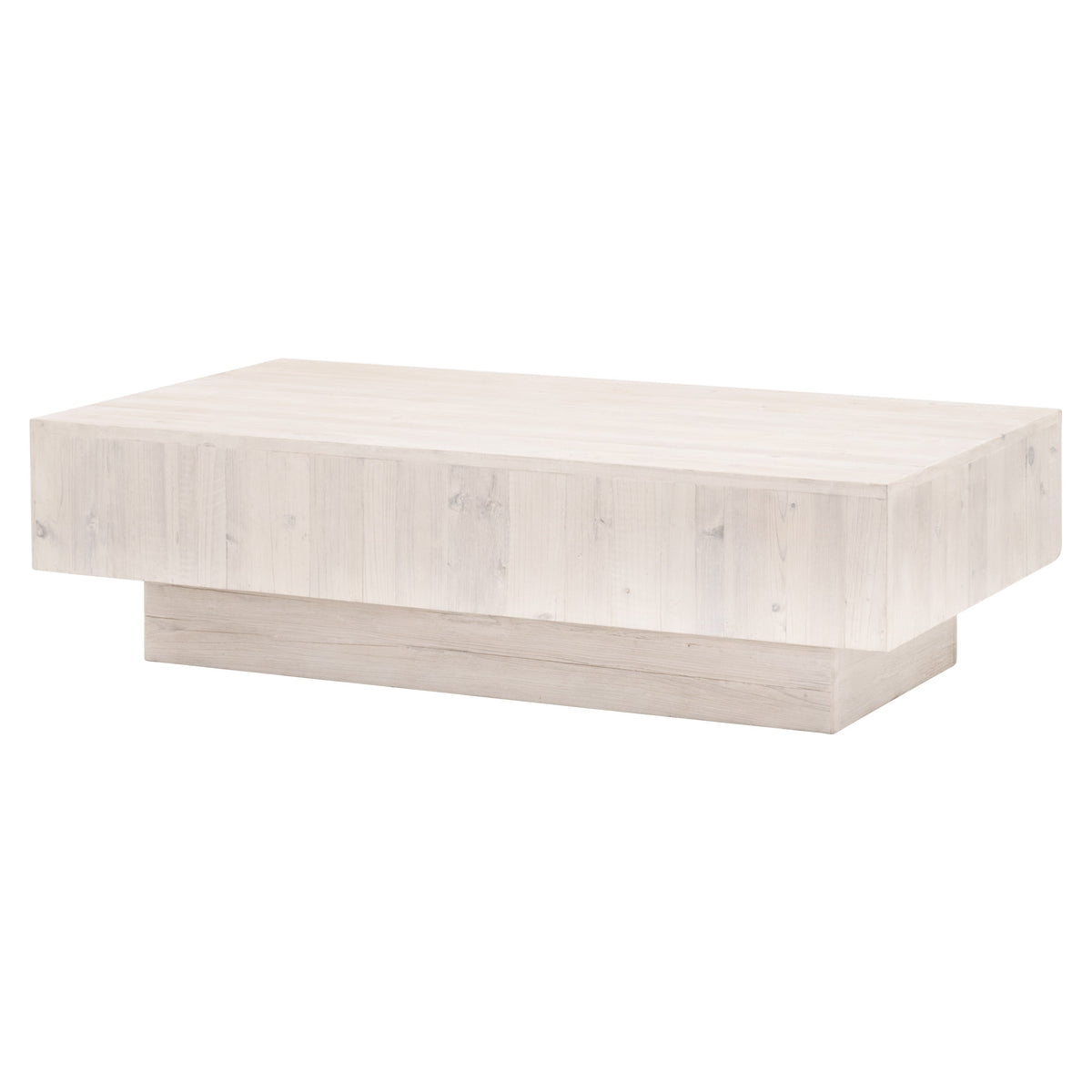 Bella Antique Montauk Coffee Table - Reclaimed Pine Wood, White Wash F