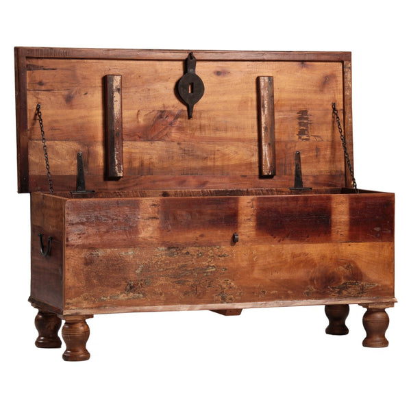 Journee Distressed Reclaimed Mango Wood Storage Bench with Antique Bro ...