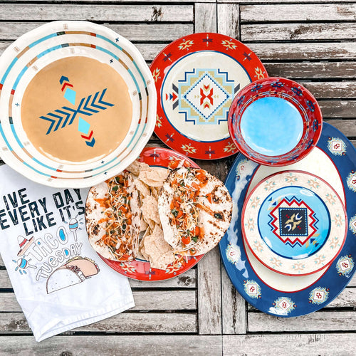 Spirit Valley Melamine Dinnerware Set - Vibrant Aztec Patterns for Sty
