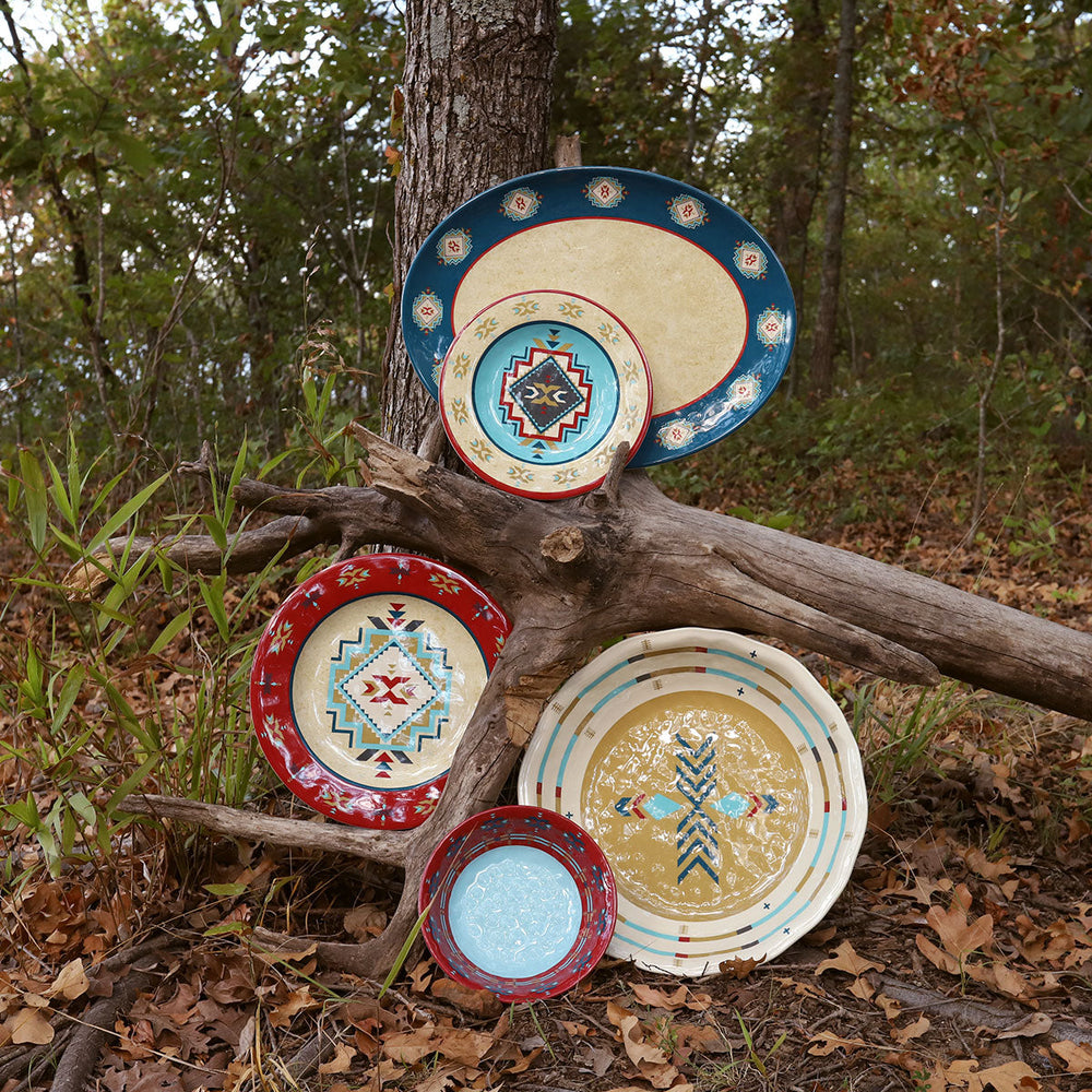 Spirit Valley Melamine Dinnerware Set - Vibrant Aztec Patterns for Sty