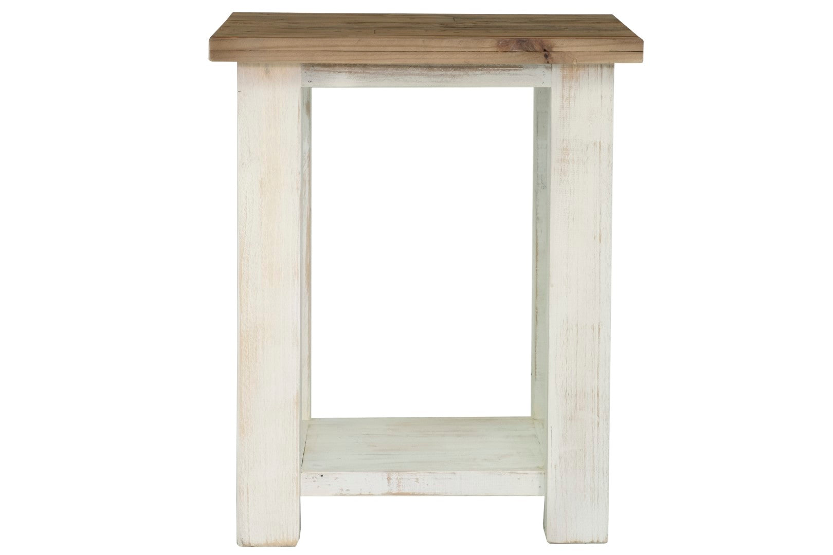 Provence Side Table: Chic Antique White & Rustic Natural Finish, Eco-F