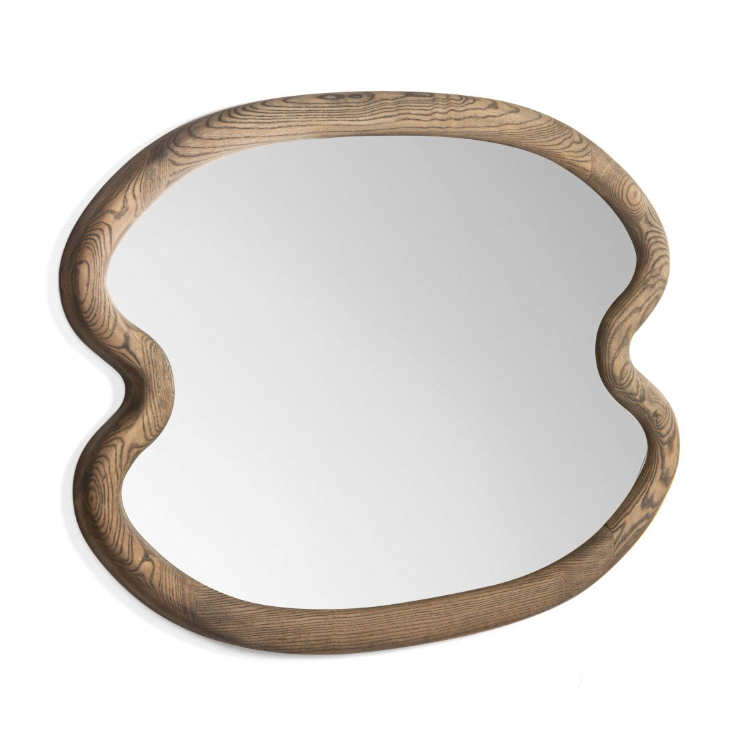 Swirl Mirror - Whimsical Ash Wood Design with Grey Finish, Perfect for