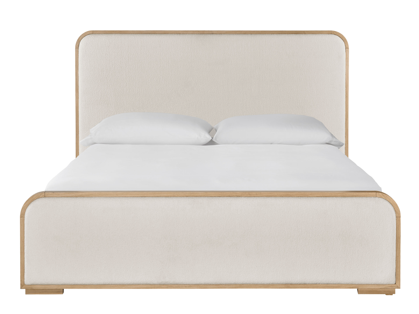 Nomad Upholstered Panel Bed King - Elegant Canberra Ivory with Oak Fra