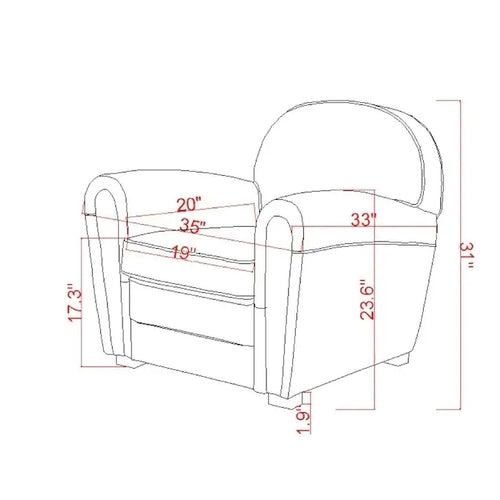 Paris Club Genuine Leather Arm Chair - Luxurious Brown Upholstered Acc