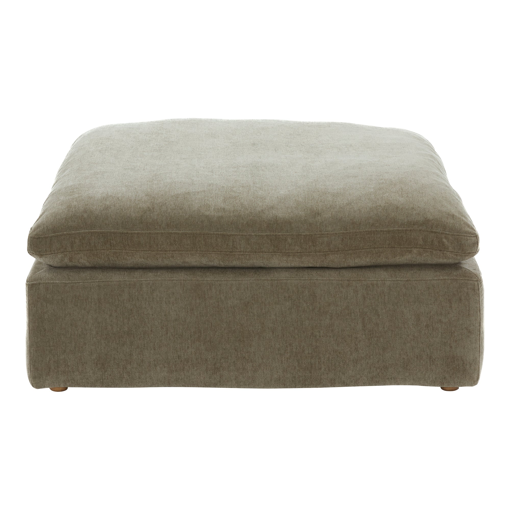 Clay Ottoman in Desert Sage - Luxurious Performance Fabric, Feather-Fi