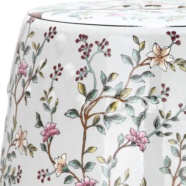 Garden Stool Blooming Flower Tree Pattern Ceramic – English Elm