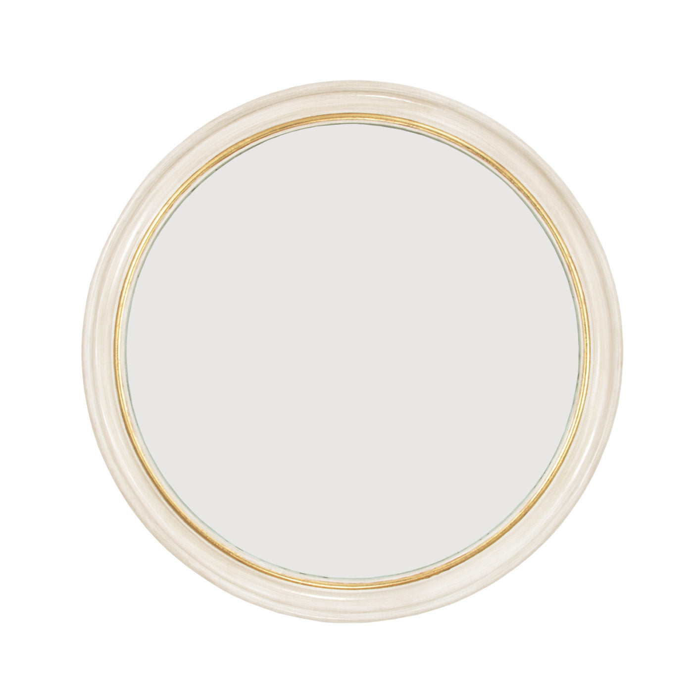 FM147 Elegant Antique-Style Round Mirror in White & Gold - Timeless De