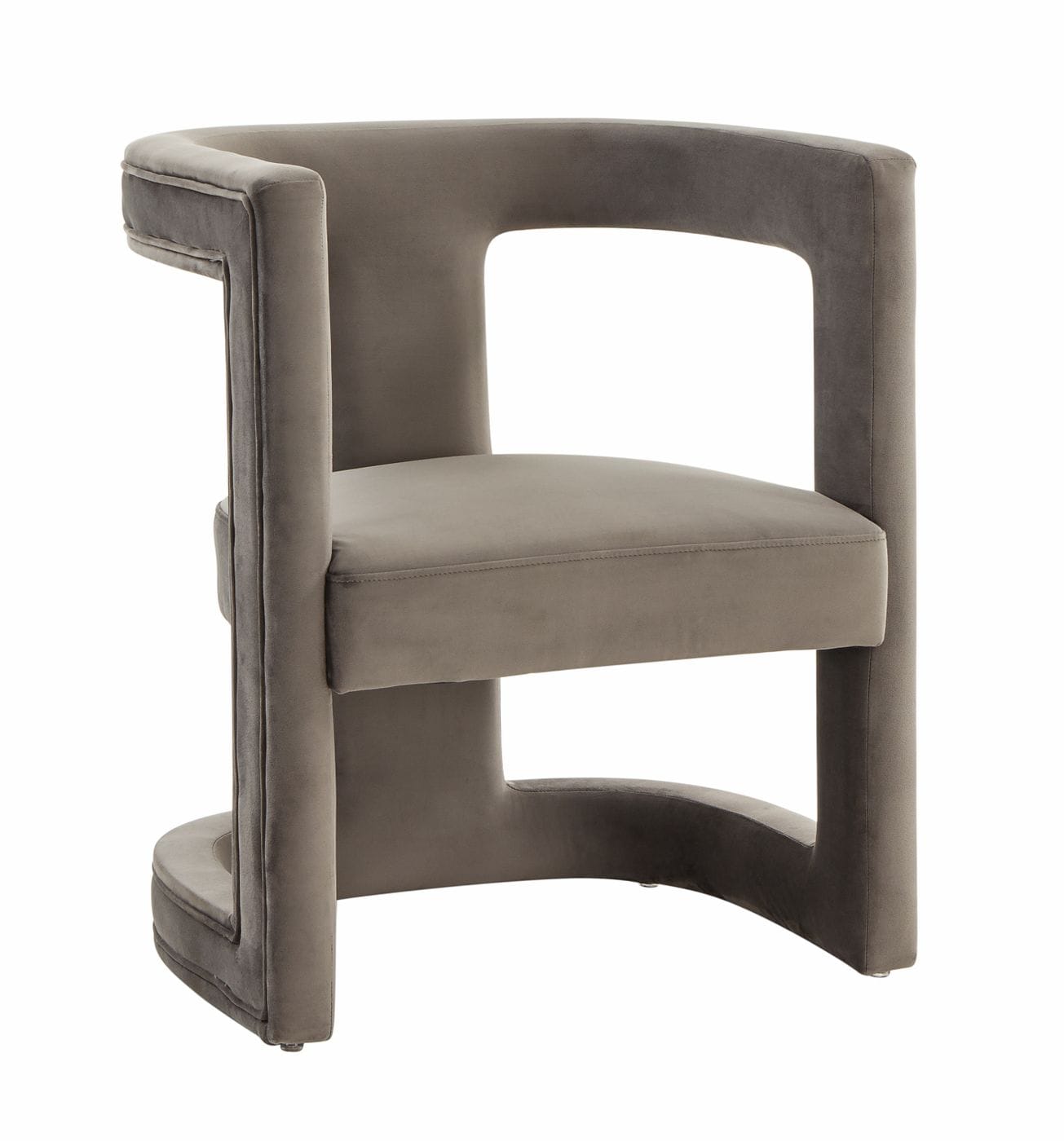 Modrest Kendra - Stylish Grey Velvet Accent Chair with Tuxedo Arms, Ro