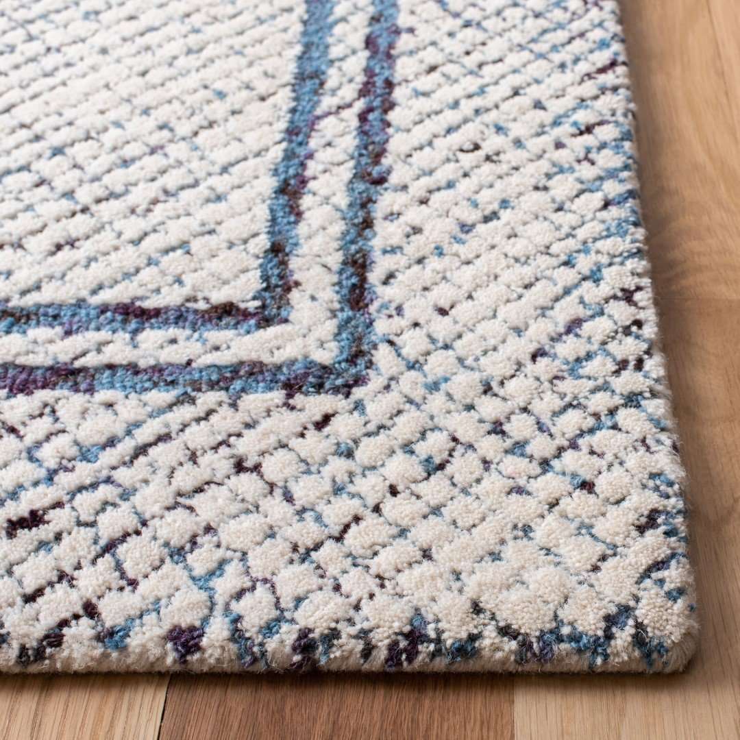 Abstract Tufted Wool Rug - Elegant Rectangle Design, Soft Pile Height,