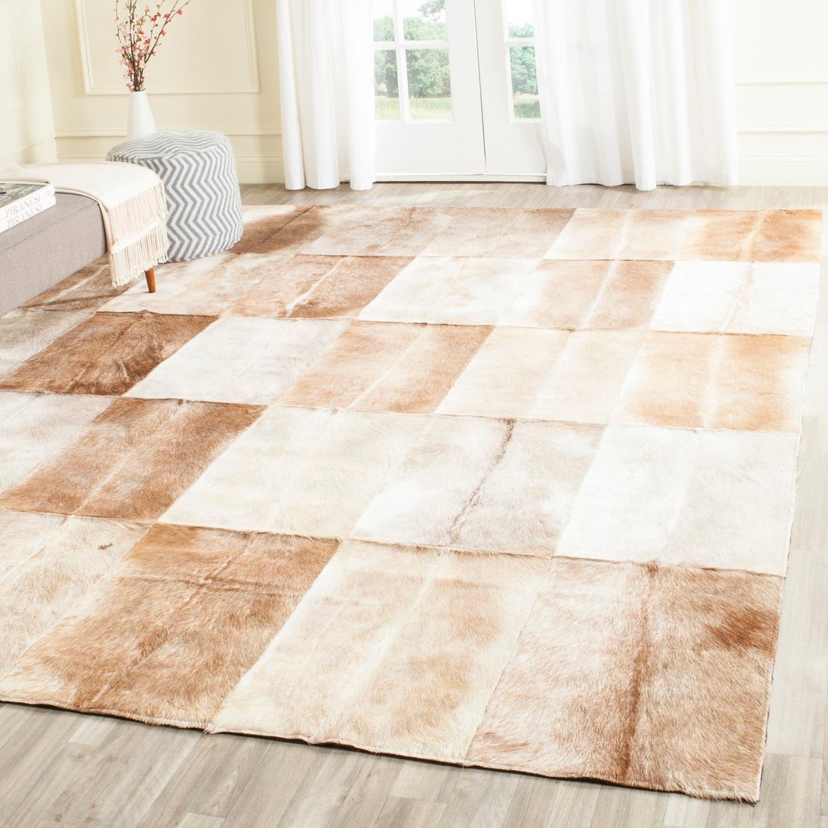 Studio Hand Woven Leather Rug - Fashion-Forward, Textural Hide Carpet